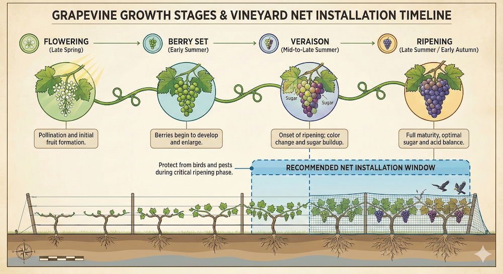 Best Time to Install Vineyard Nets: Regional & Seasonal Guide